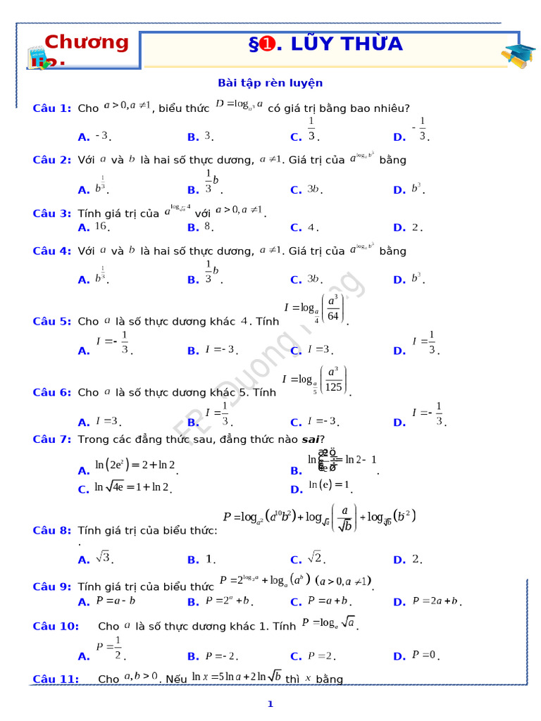 BÀI TẬP LOGA RÍT | PDF