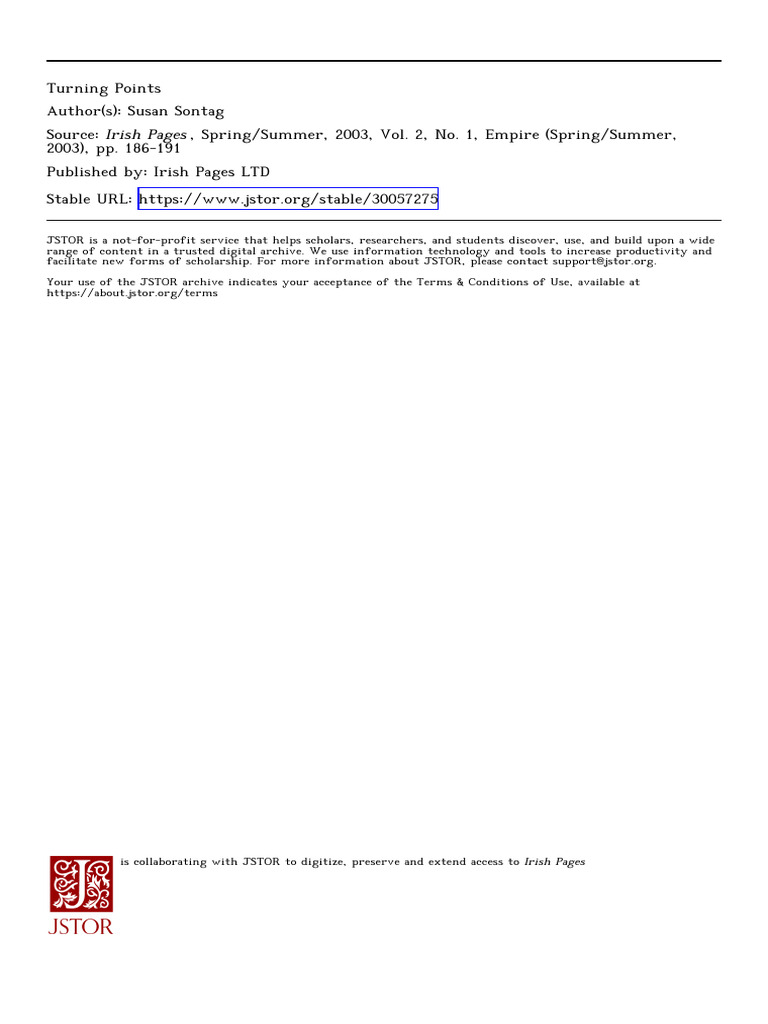 Sontag Vassar Commencement Speech - Turning Points | PDF