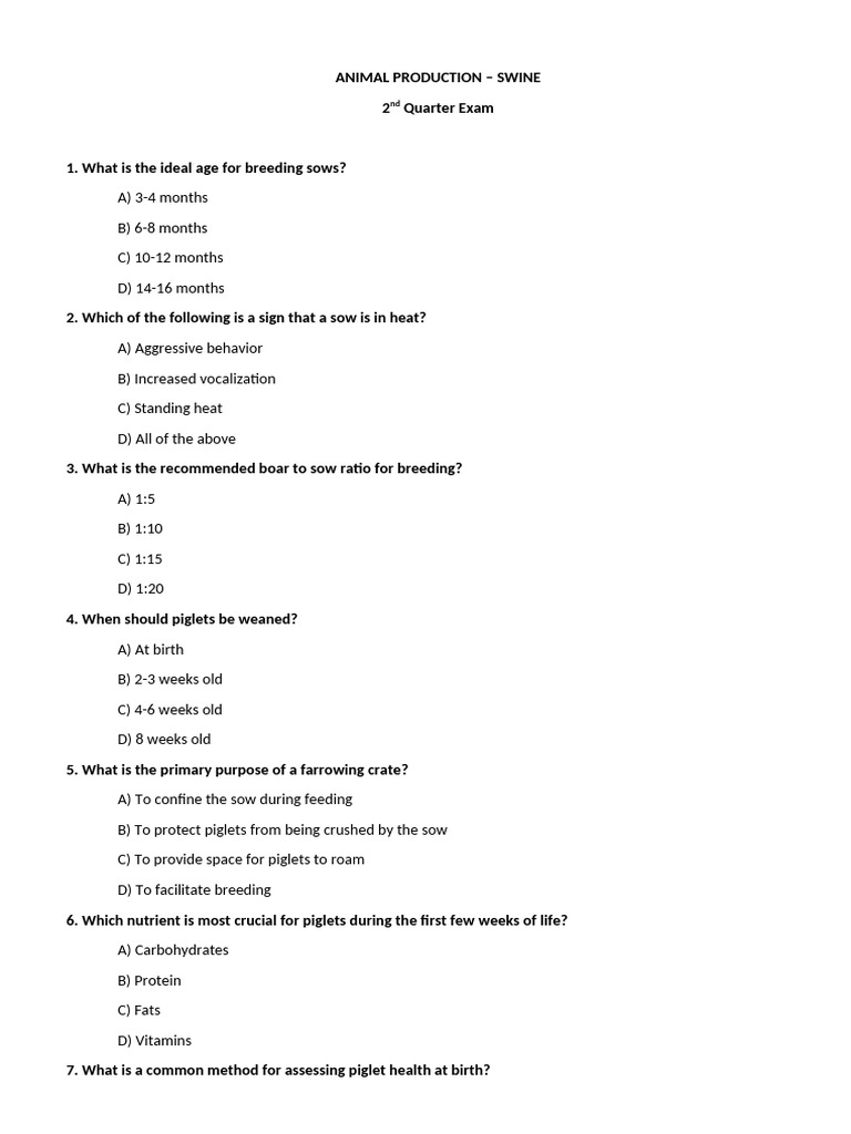 Animal Production Swine Pdf Pig