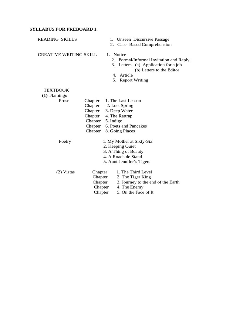 Syllabus For Preboard 1 | PDF