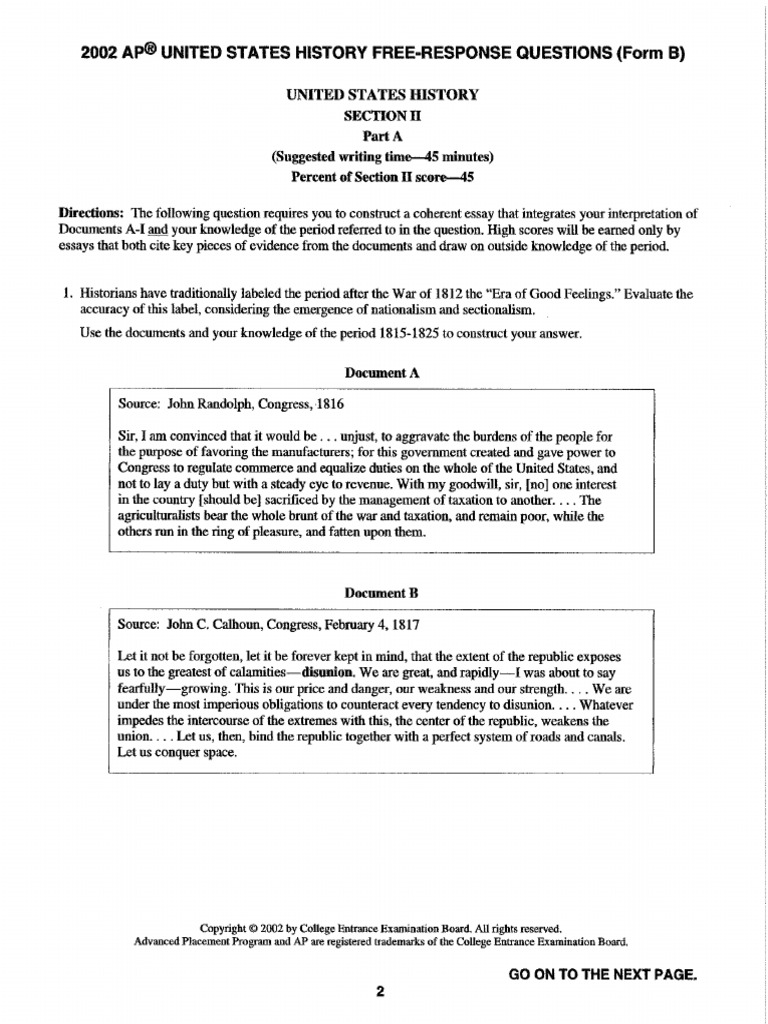 DBQ Era of Good Feelings | PDF