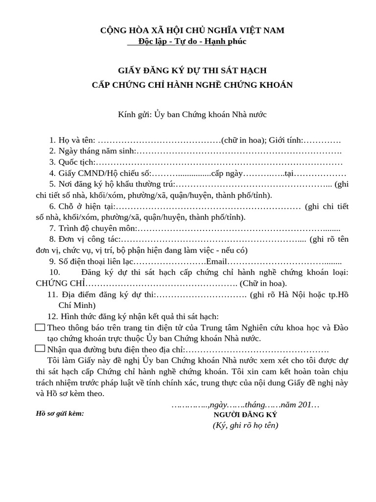 SH - Mau Giay Dang Ky Du Thi | PDF