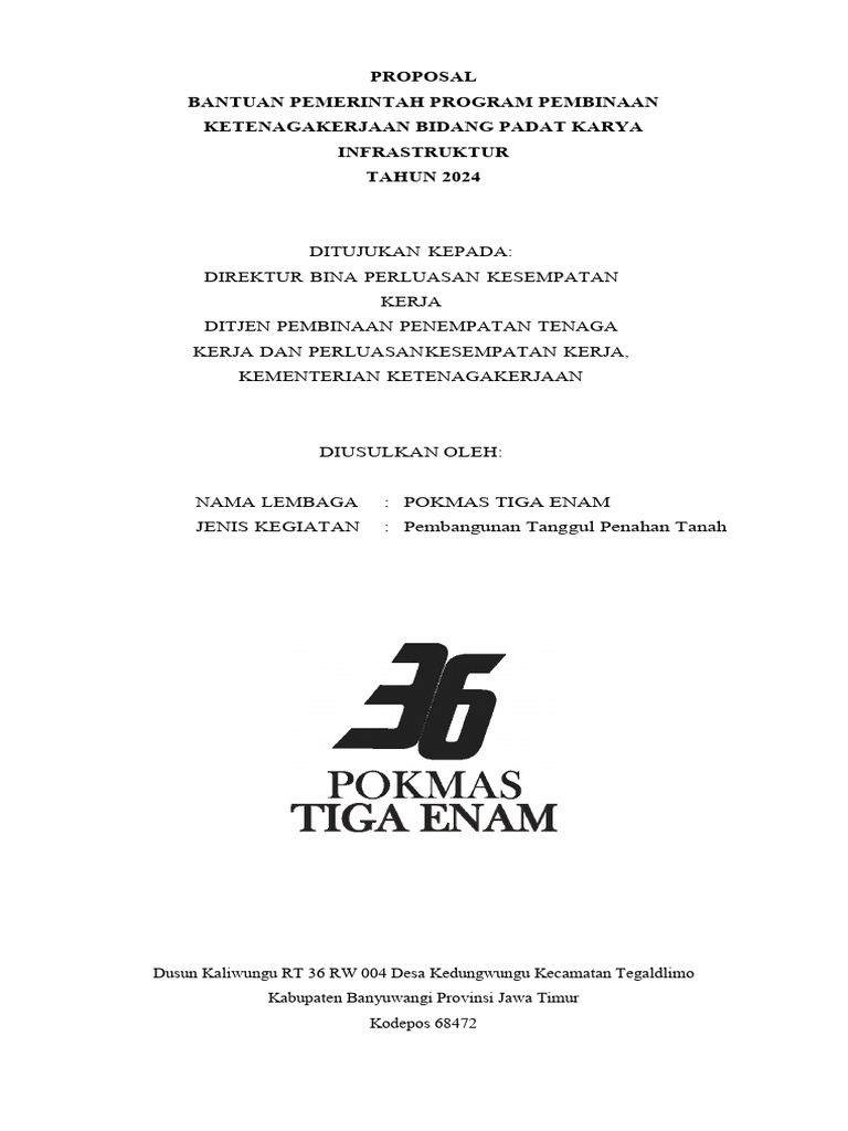 Proposal Padat Karya Pokmas 36 New | PDF