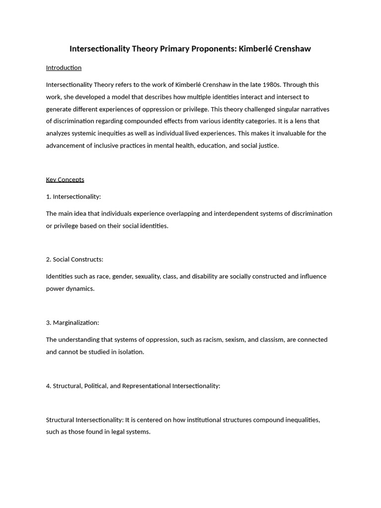 Intersectionality Theory Primary Proponents rohit | PDF | Intersectionality | Social Psychology
