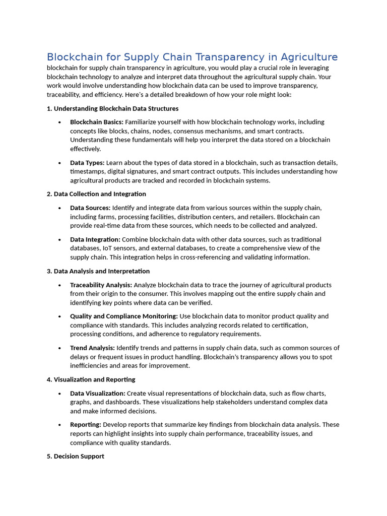 Blockchain For Supply Chain Transparency in Agriculture | PDF | Supply ...