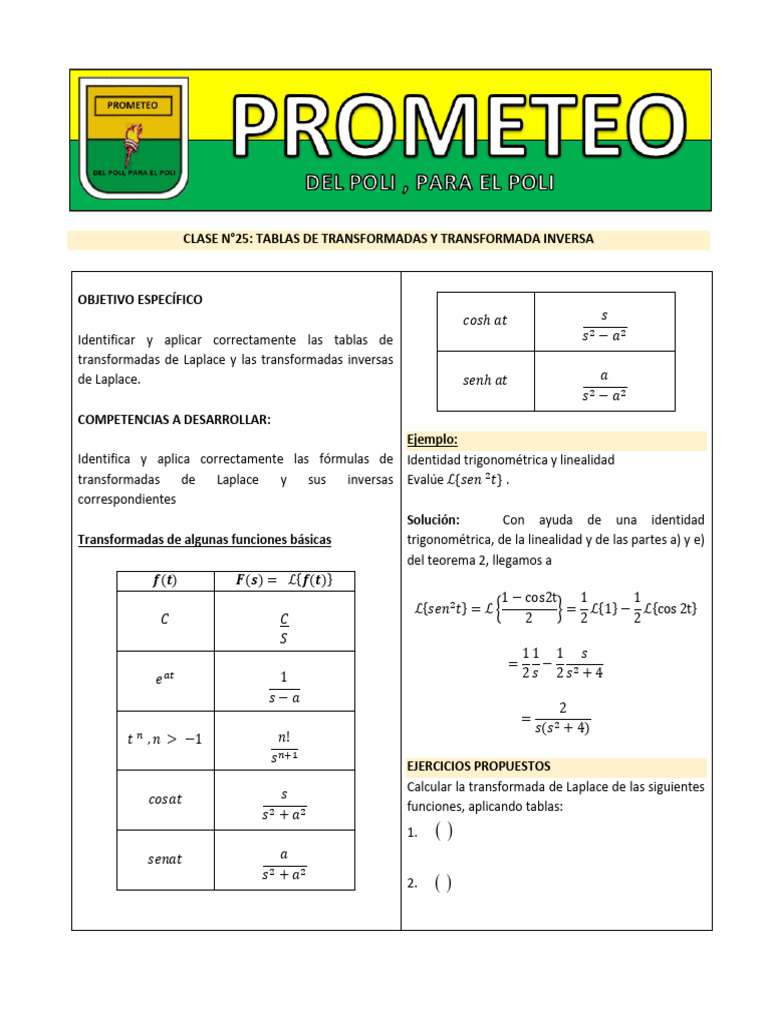 Transformada Inversa de Laplace | PDF | Ecuaciones | Matemática Elemental