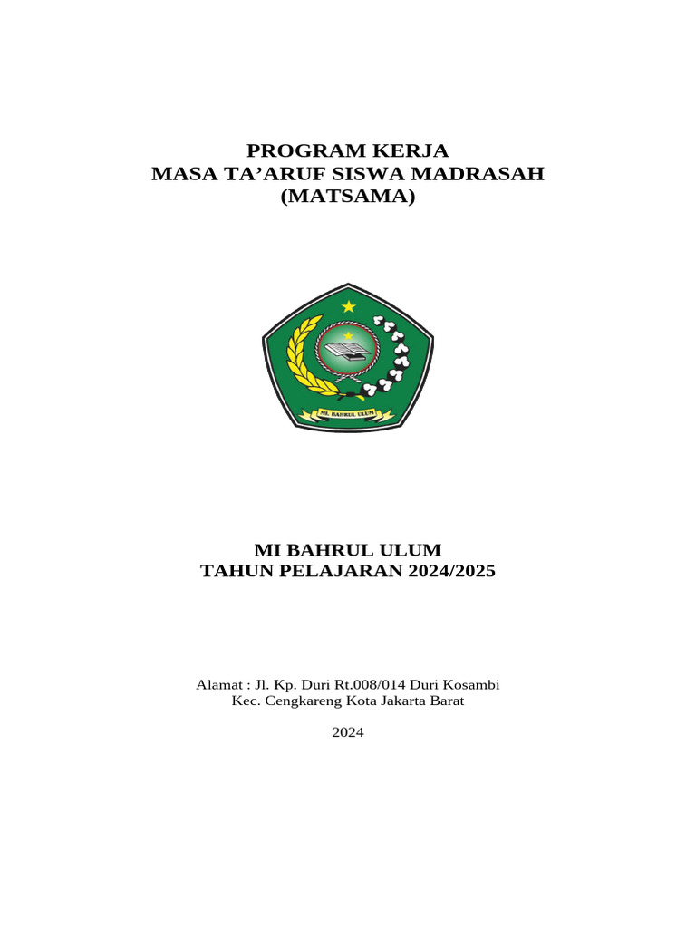 1. COVER PROGRAM KERJA MATSAMA 2024 | PDF