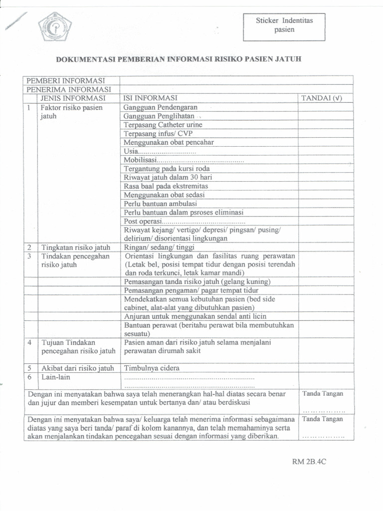 format dokumentasi resiko jatuh | PDF