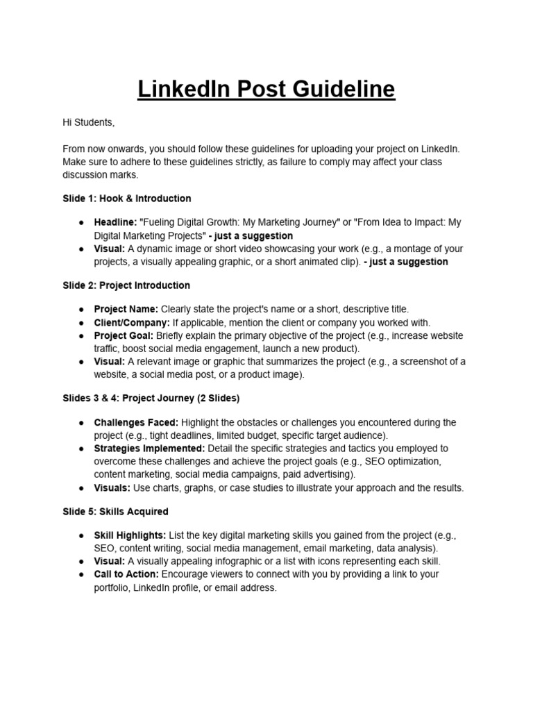 LinkedIn Project Posting Guidelines | PDF
