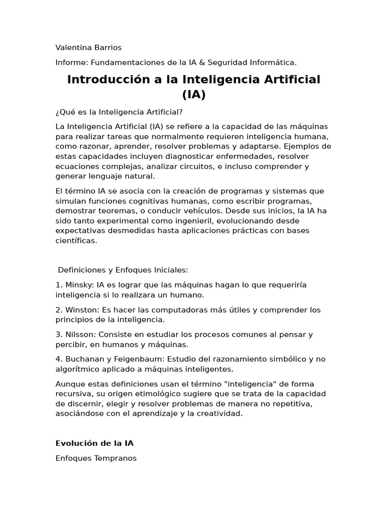 informe_fina_val | PDF | Inteligencia artificial | Inteligencia (IA) y ...