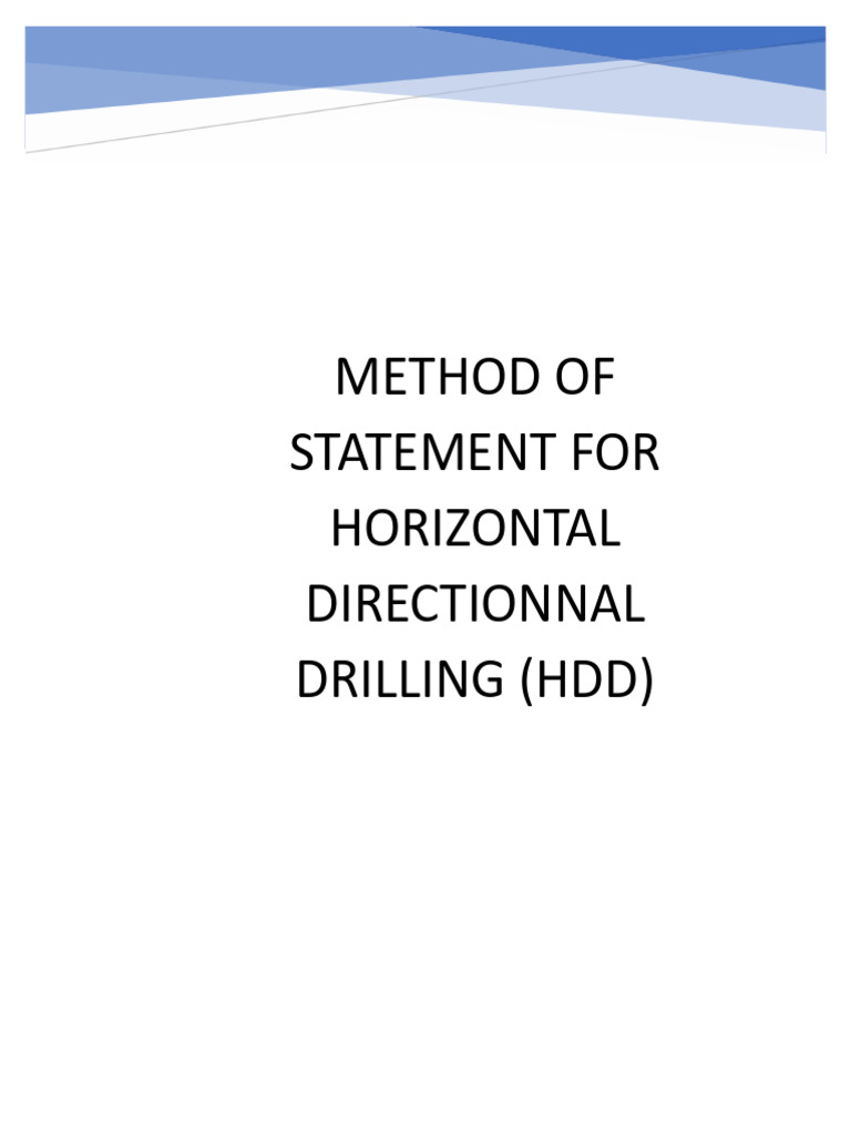 Method of Statement_HDD | PDF | Pipe (Fluid Conveyance) | Drilling