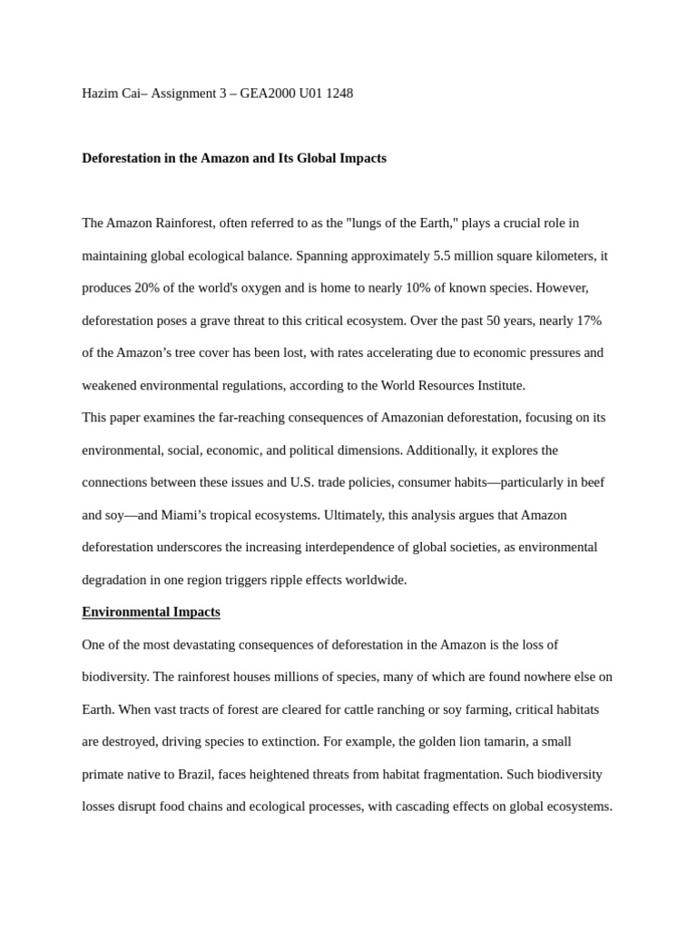 Amazon Deforestation's Global Impact | PDF | Deforestation | Amazon ...
