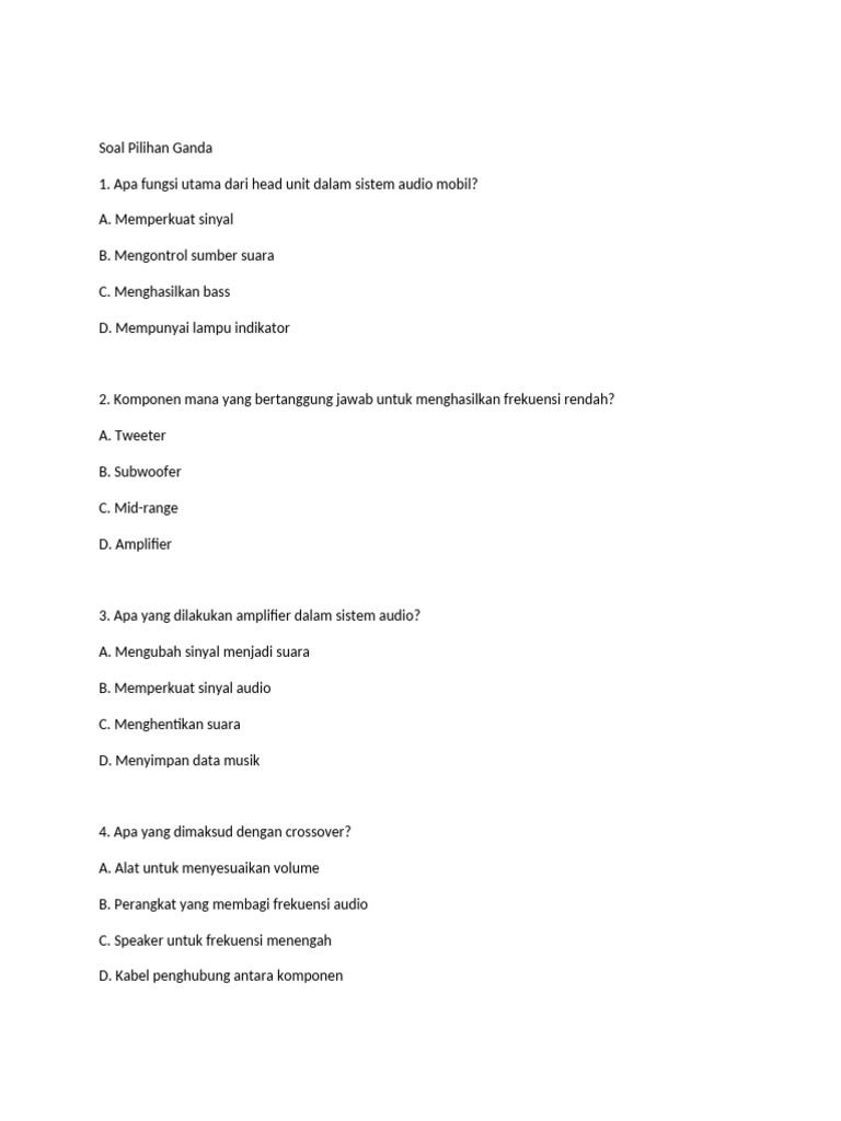 Contoh Soal Sistem Audio | PDF