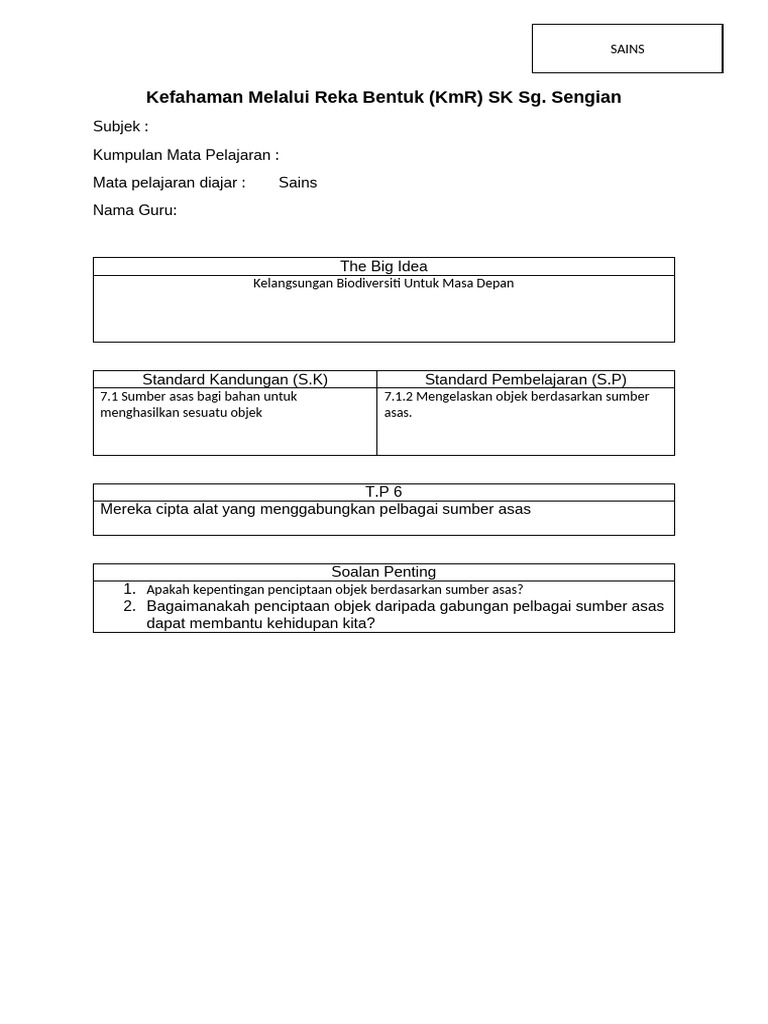 BORANG_KmR_SAINS | PDF