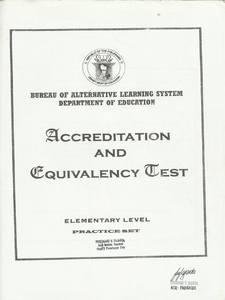 AE Test Practice Set Elementary Level | PDF
