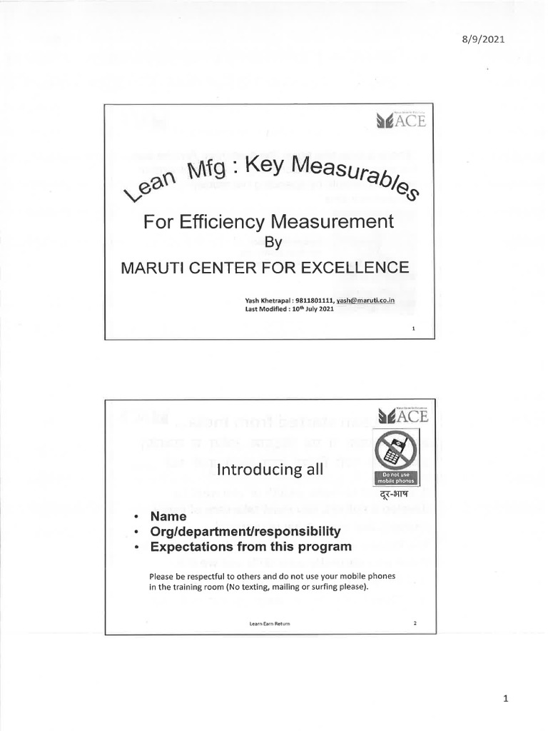 Lean Manufacturing Key Measurables | PDF