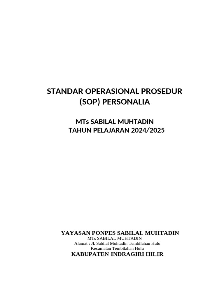 3. SOP personalia struktur madrasah NEW | PDF