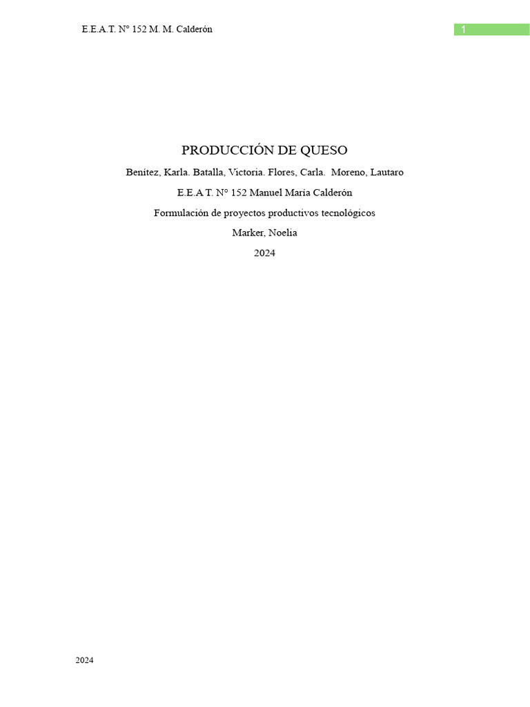 Producción de Queso. Proyecto 7mo | PDF | Leche | Queso