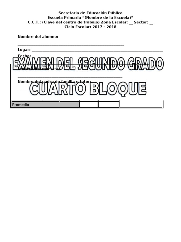 1111111examen Segundo Grado Bloque4 2017 2018 | PDF | México
