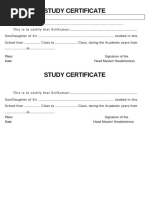 Study Certificate Format | PDF