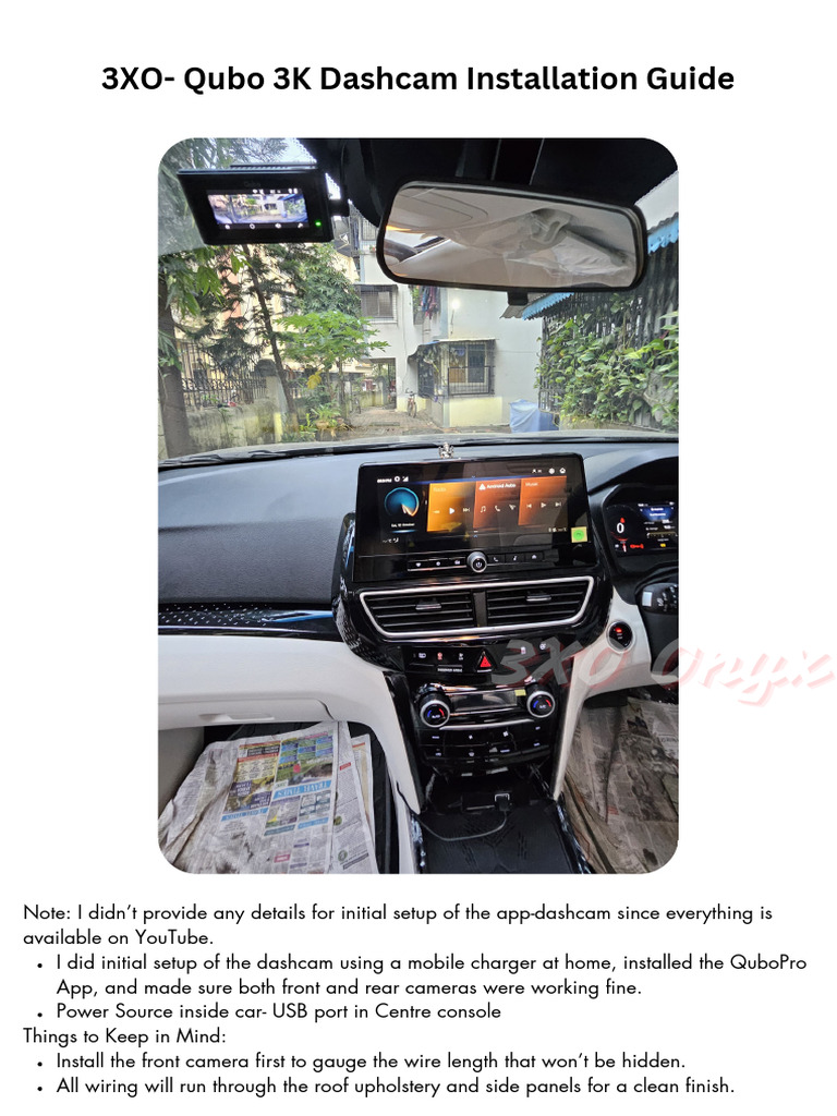 3XO Dashcam Installation | PDF | Vehicle Technology | Land Vehicles