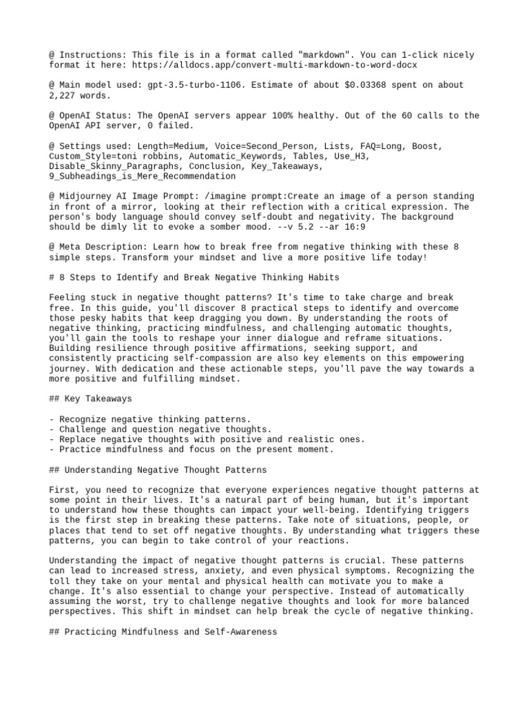 8 Steps To Identify and Break Negative Thinking Habits | PDF | Thought ...