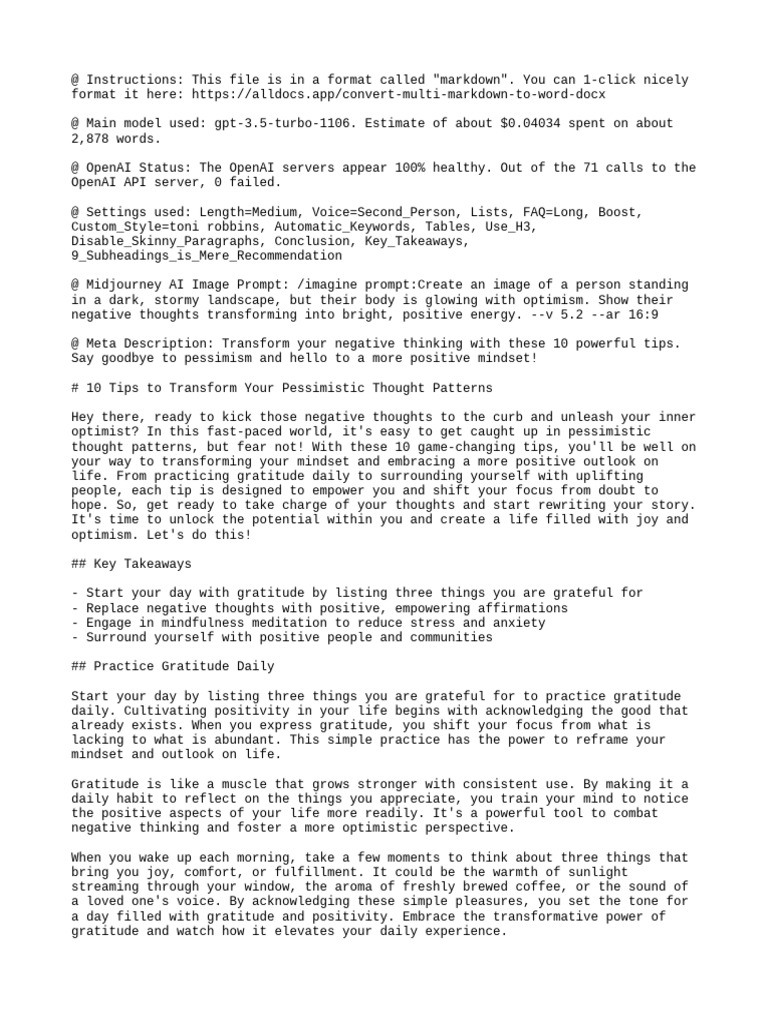 10 Tips To Transform Your Pessimistic Thought Patterns | PDF | Optimism ...