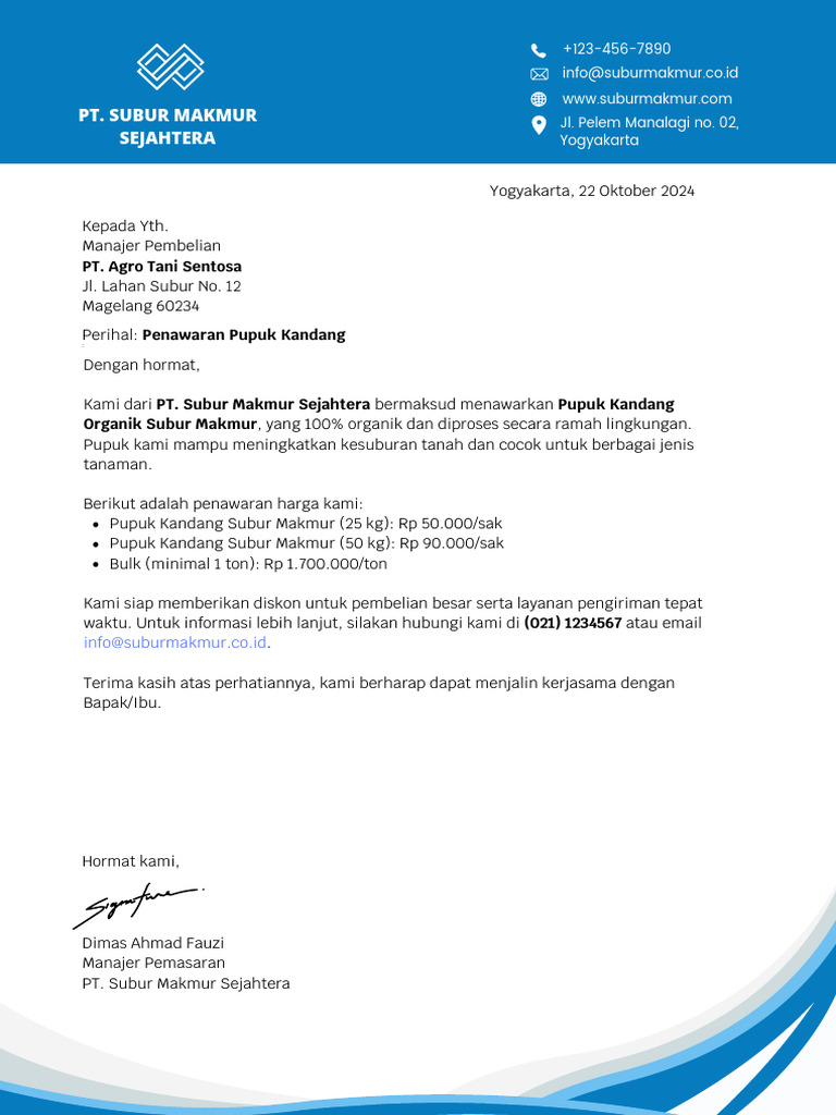 Contoh Surat Korespondensi Dimas Ahmad Fauzi | PDF