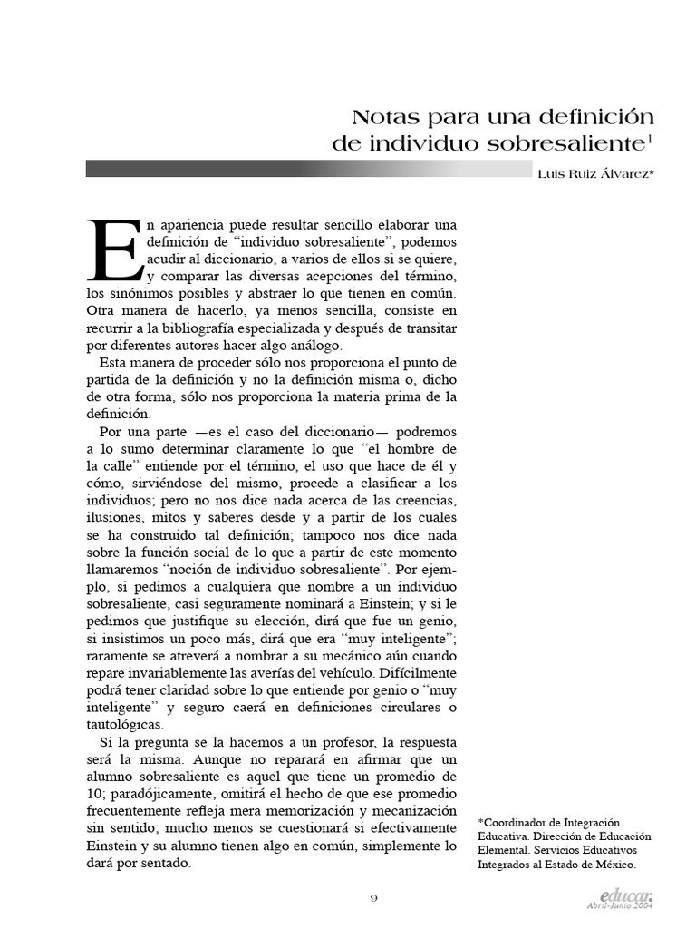 Definición de individuo sobresaliente | PDF | Inteligencia | Razón