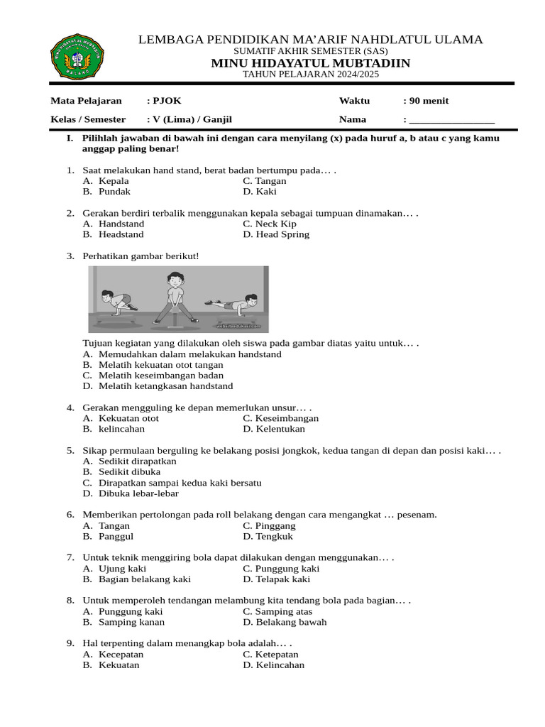 SOAL SAS Pjok Kelas 5 | PDF