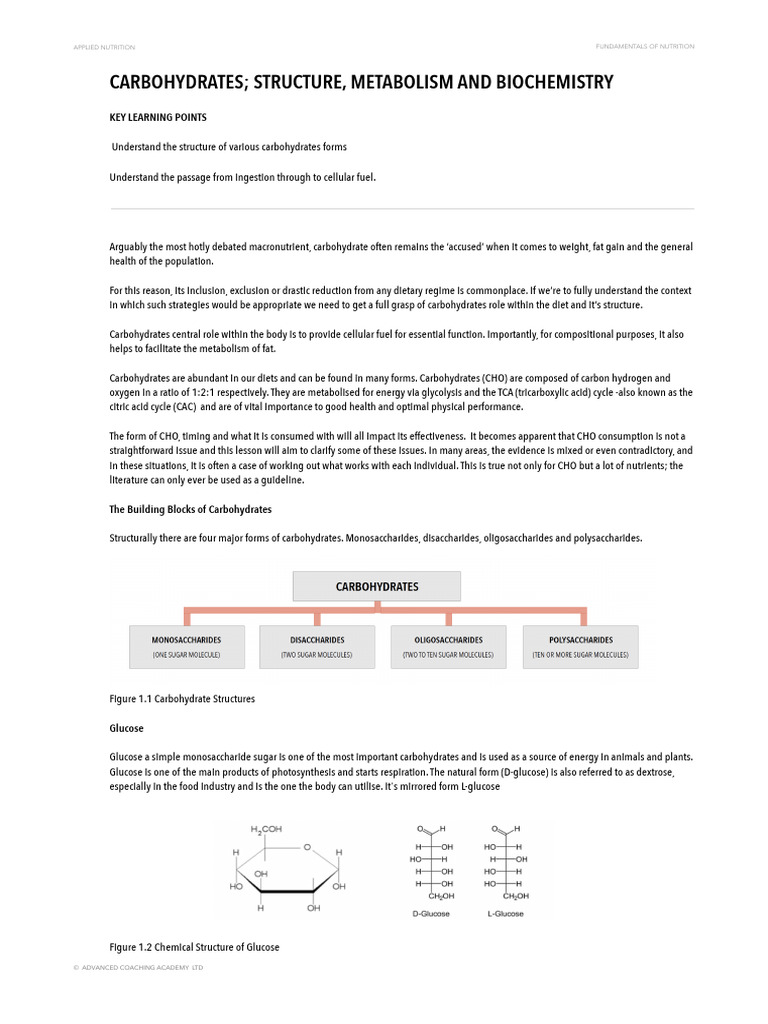 Carbohydrates: Structure and Metabolism | PDF | Fructose | Carbohydrates