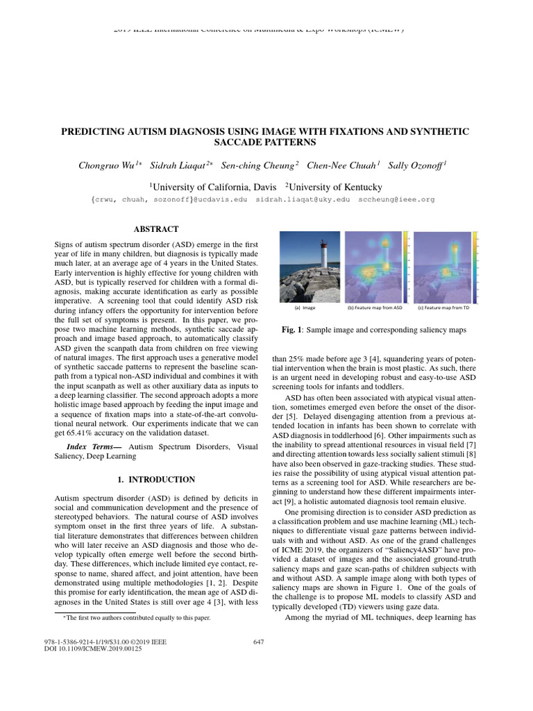 Predicting Autism Diagnosis Using Image With Fixations and Synthetic ...
