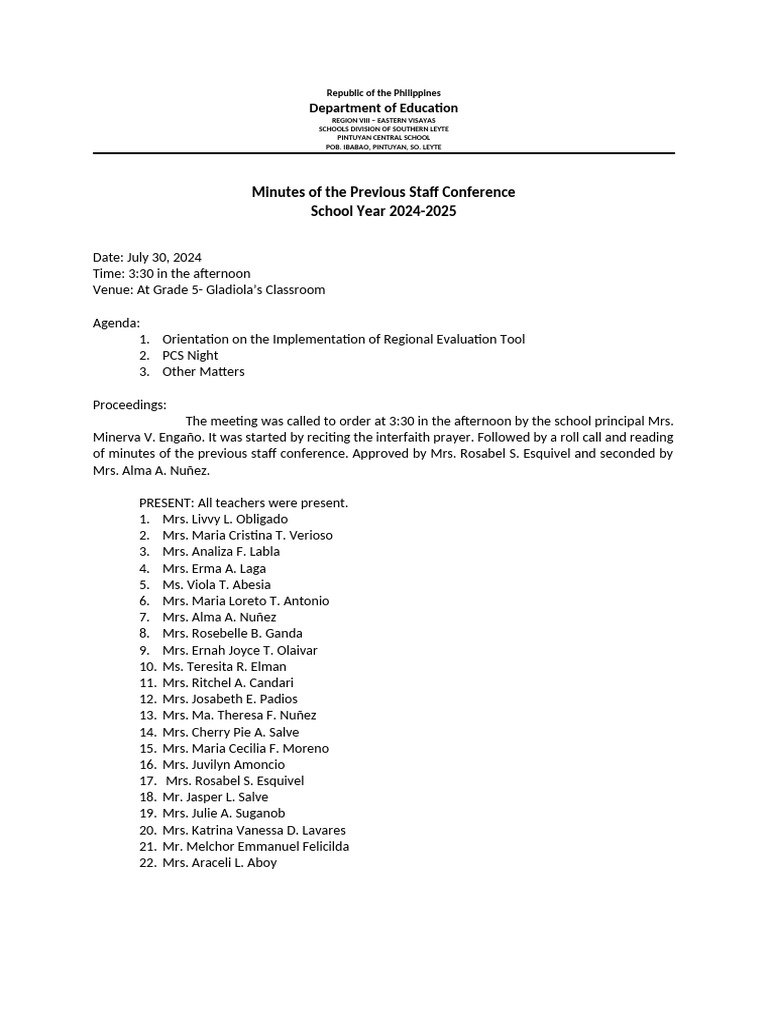 2nd Staff Conference Meeting | PDF