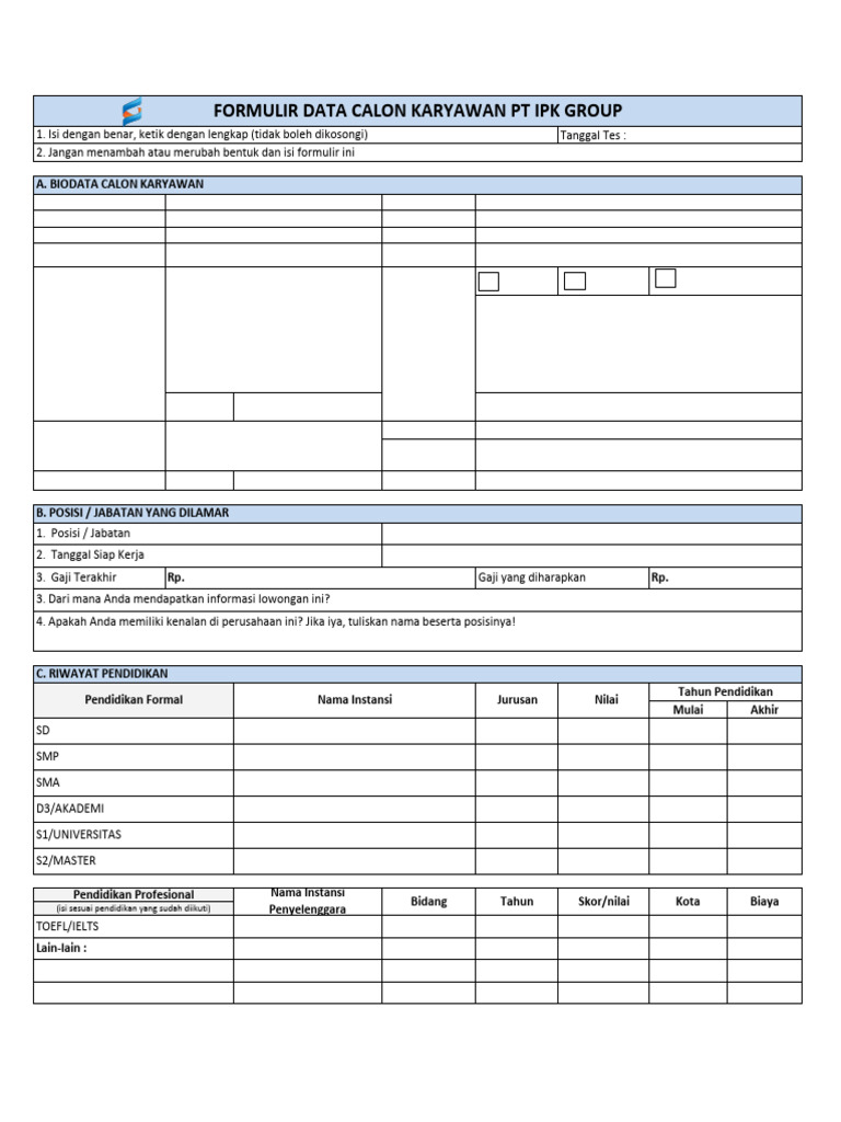 NEW Form Kandidat Interview | PDF