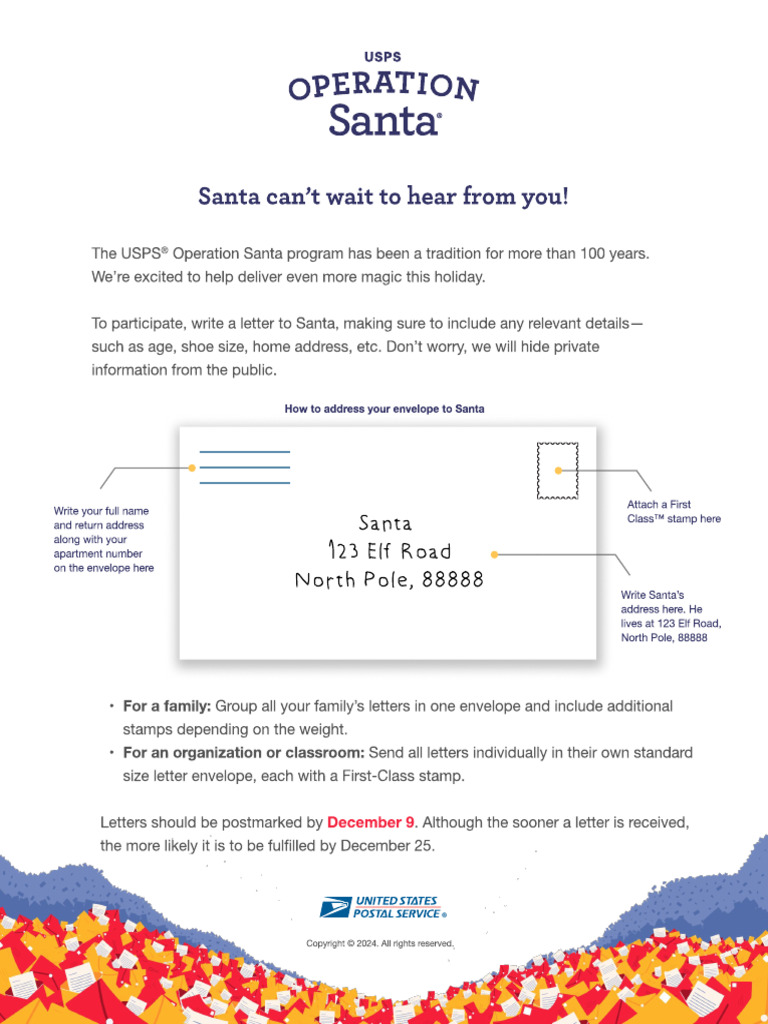 2024 USPS Operation Santa - Letter Writing Kit - EN | PDF | United ...