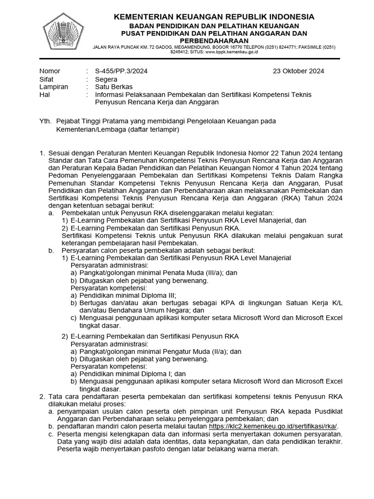 Surat RKA Ke KL | PDF