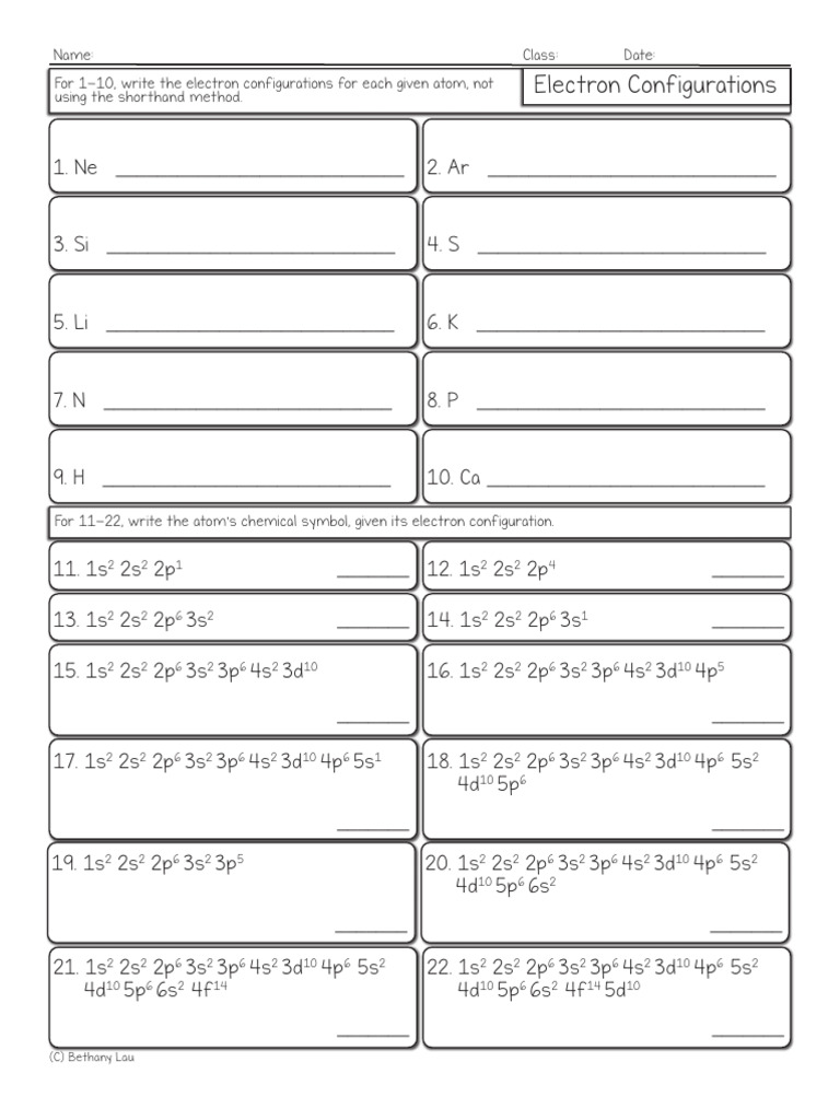 Electron Configurations WS | PDF