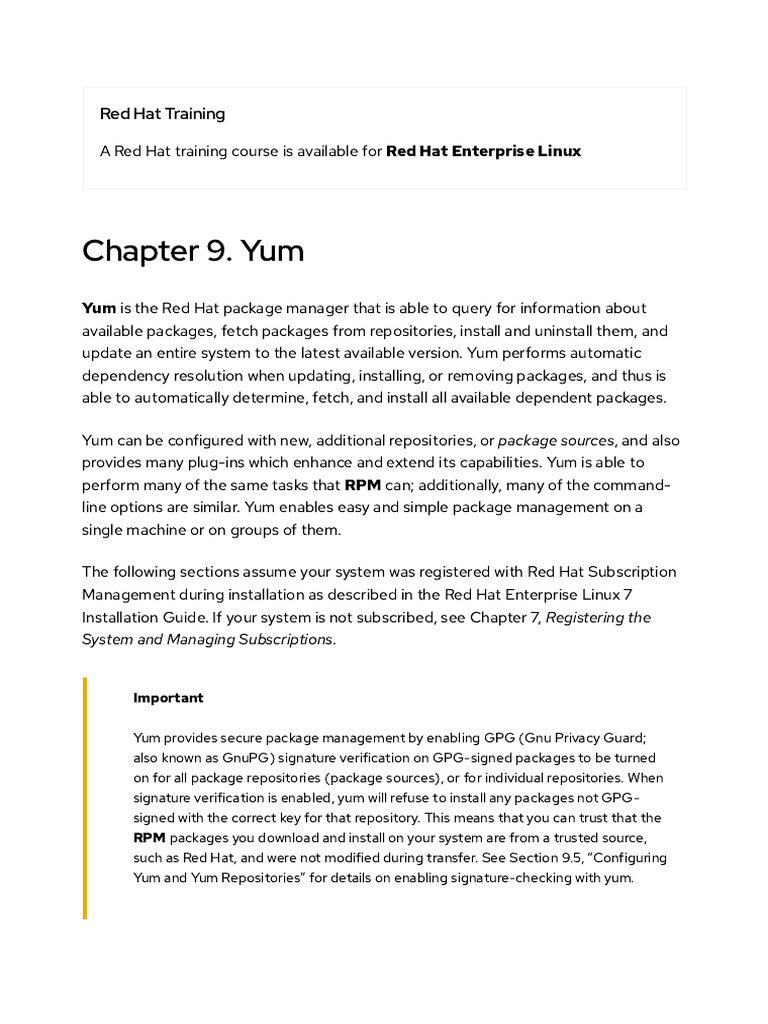 Chapter 9. Yum Red Hat Enterprise Linux 7 - Red Hat Customer Portal ...