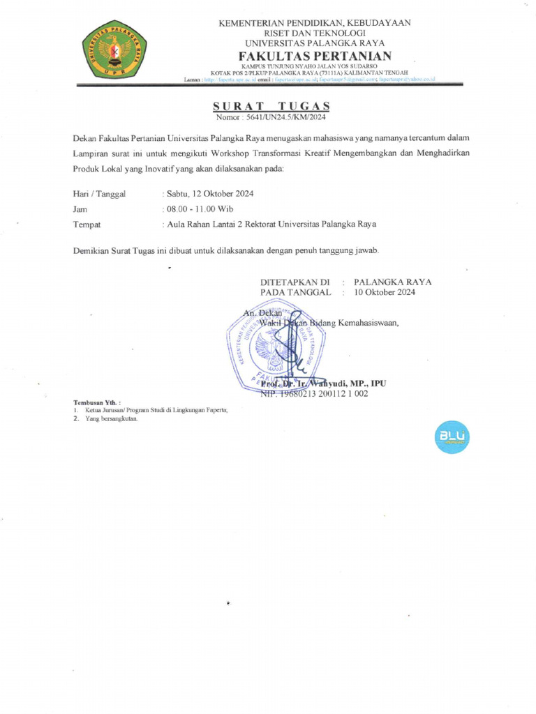 Surat Tugas Workshop | PDF