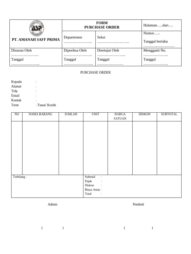 SOP PURCHASE ORDER | PDF