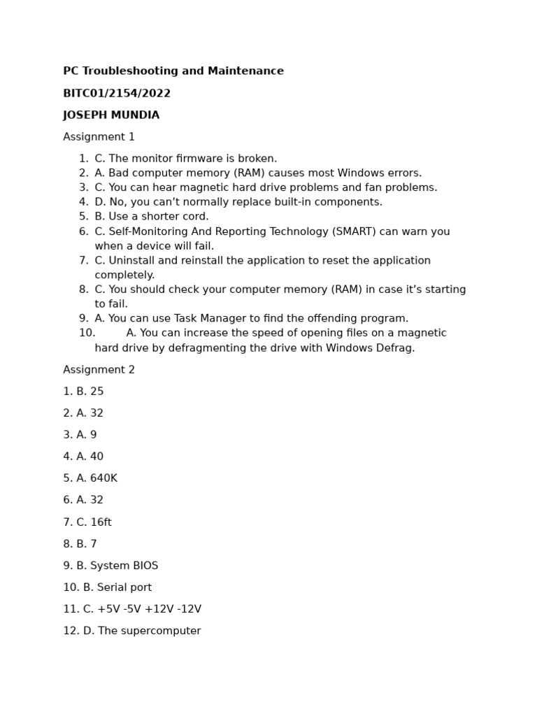 PC Troubleshooting & Maintenance Guide | PDF | Usb | Electrostatic ...