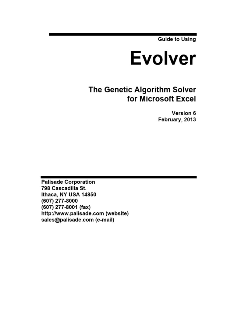 Evolver 6 | PDF | Microsoft Excel | Mathematical Optimization