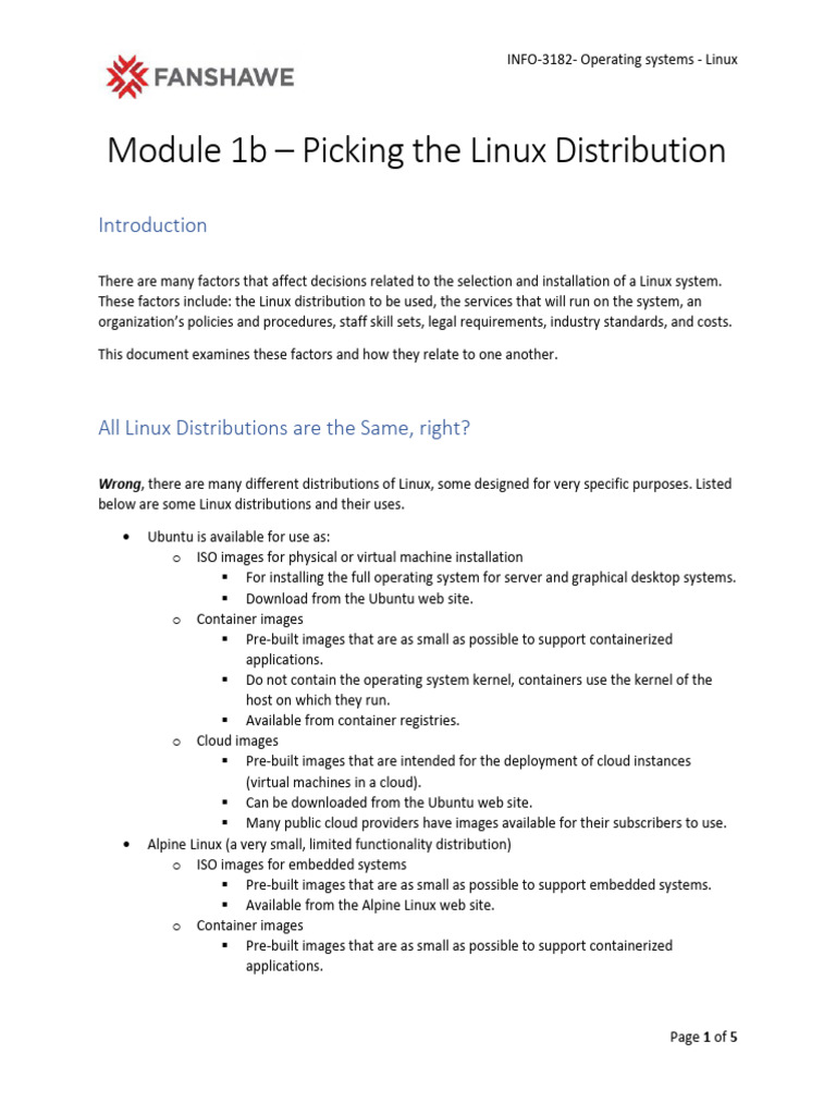 Module_1b_Picking_the_Linux_Distribution | PDF | Linux Distribution | Linux