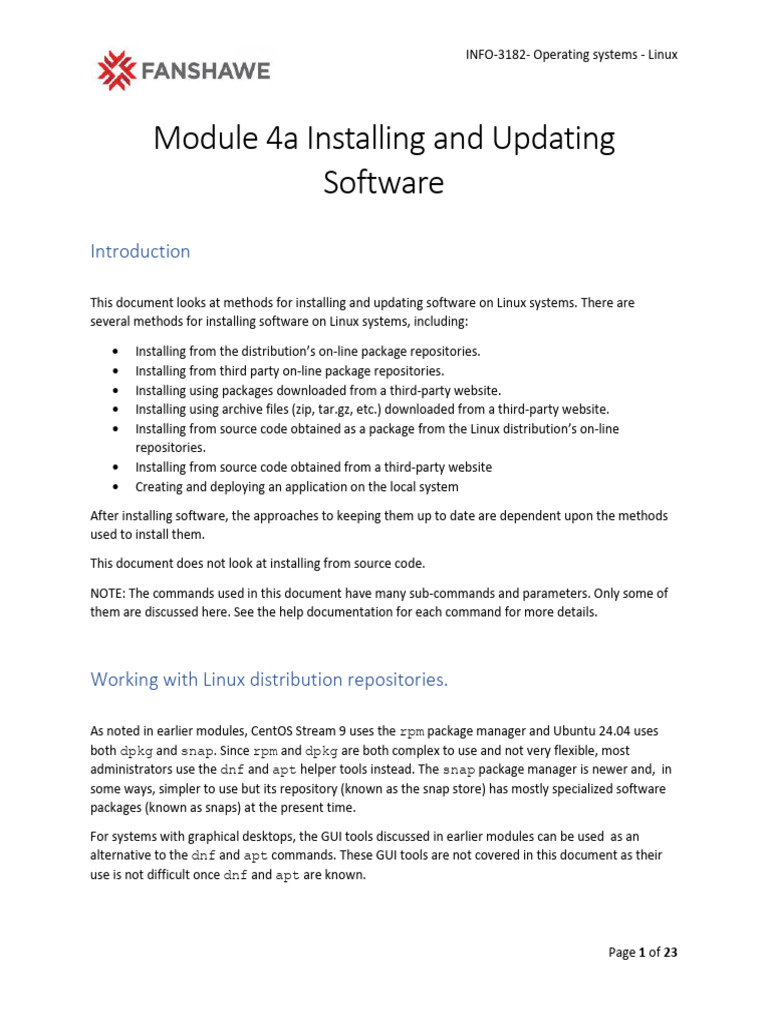 Module_4a_Installing and Updating_Software | PDF | Software Repository | Computing