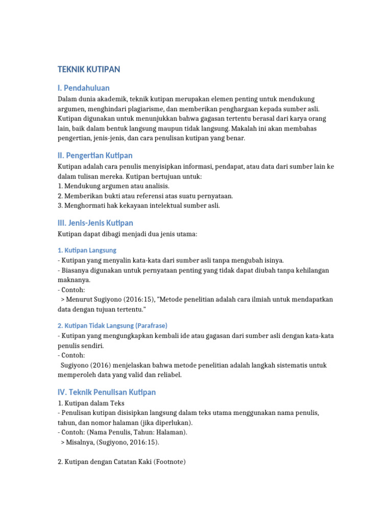 Teknik Kutipan Akademik | PDF
