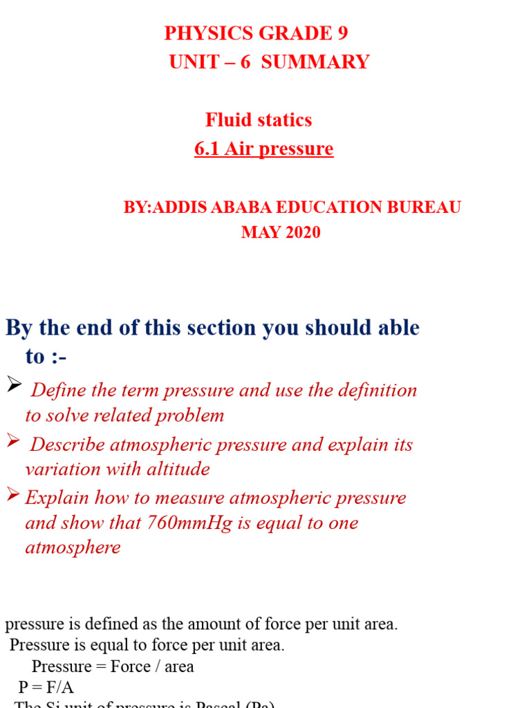 Grade 9 Physics: Fluid Statics | PDF | Buoyancy | Pressure