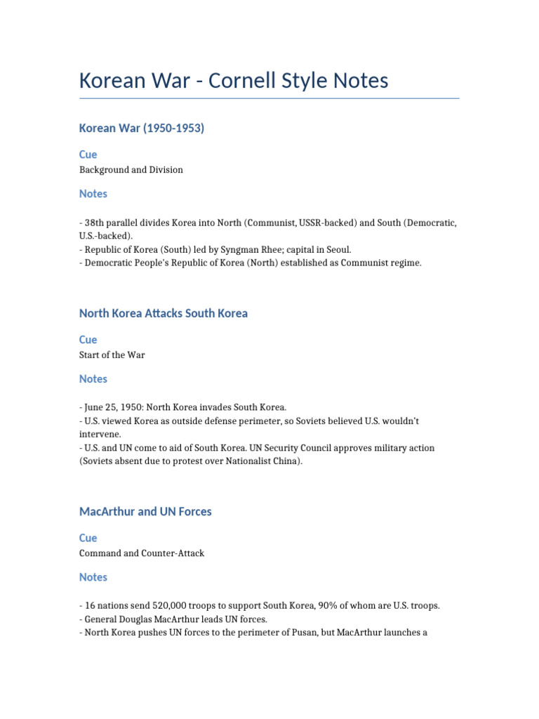 Korean_War_Cornell_Notes | PDF