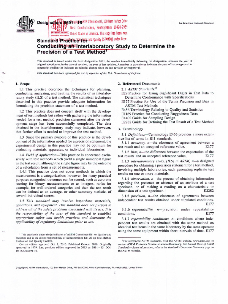 ASTM E691-16 | PDF | Accuracy And Precision | Statistics