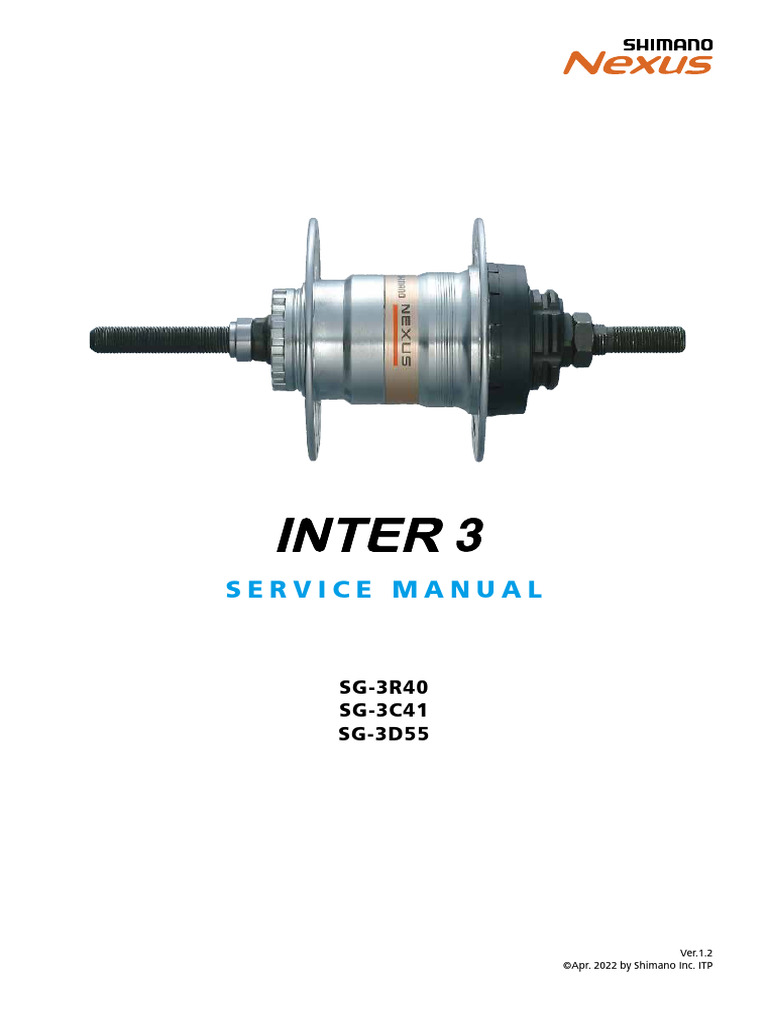 Shimano INTER-3 Hub Service Manual | PDF | Nut (Hardware) | Vehicle Parts