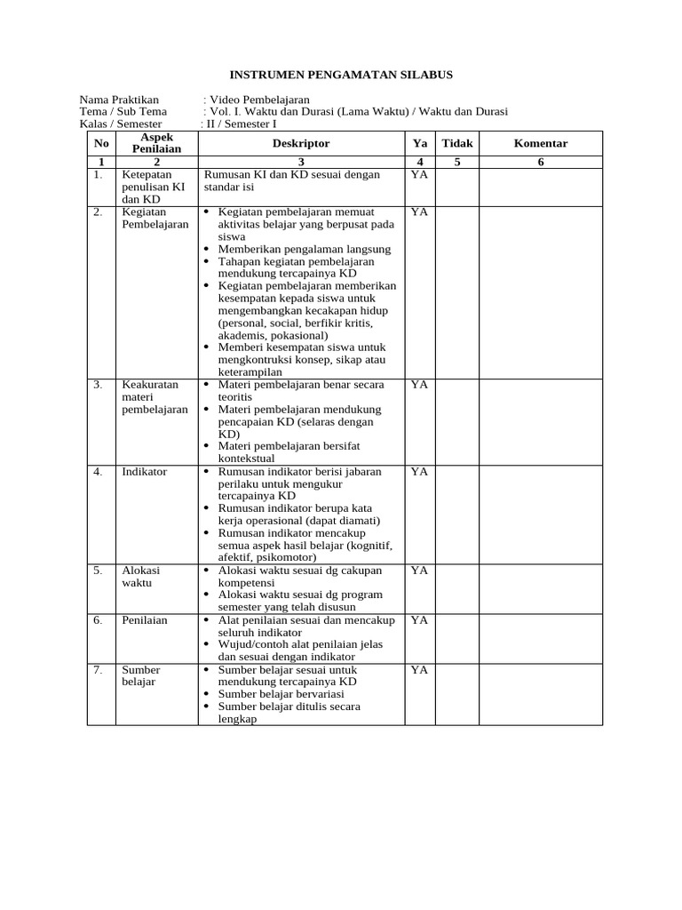 Instrumen Supervisi Mengajar - Kelompok 1 | PDF